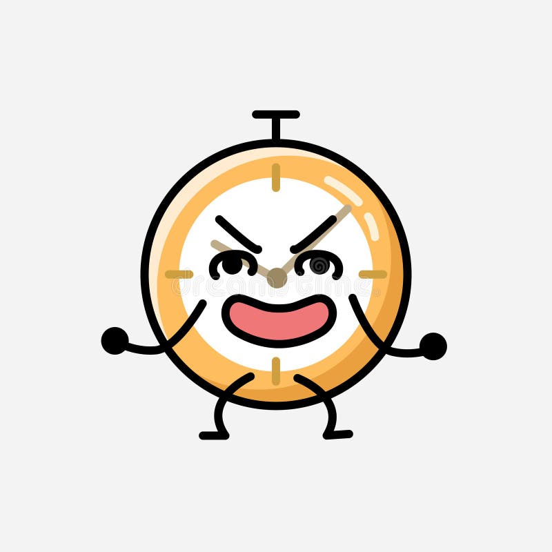 Cute Clock Mascot Vector Character in Flat Design Style Stock ...