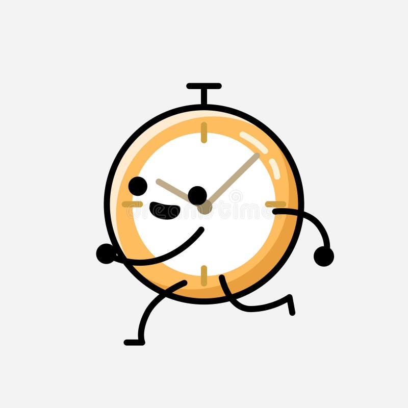 Cute Clock Mascot Vector Character in Flat Design Style Stock ...