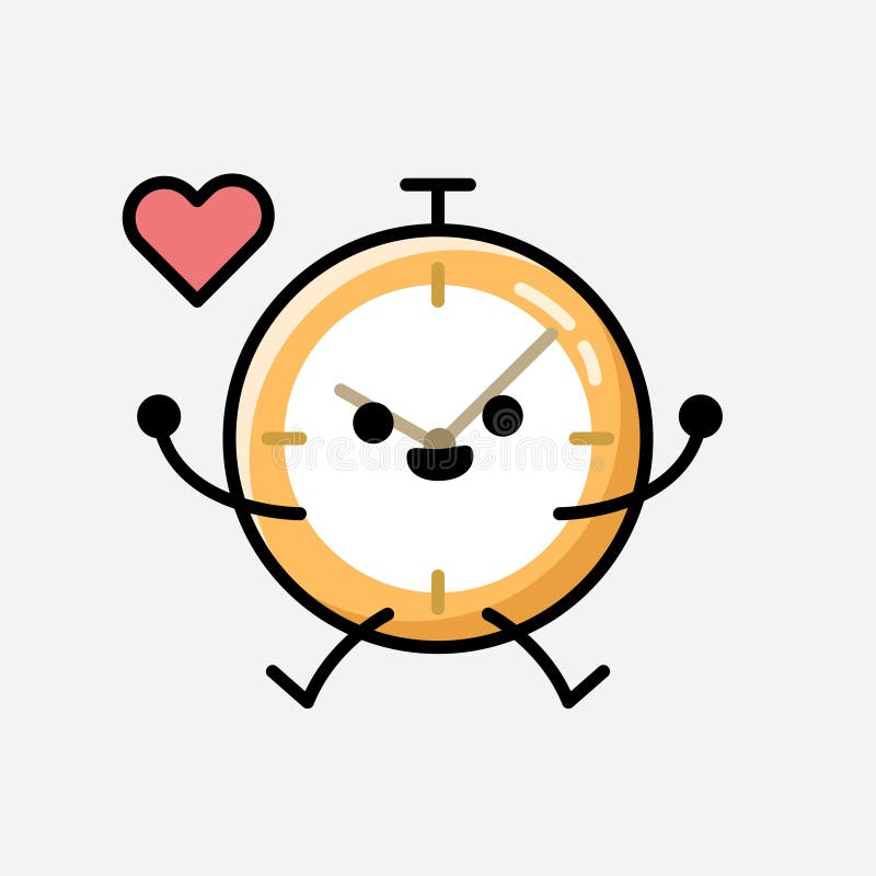 Cute Clock Mascot Vector Character in Flat Design Style Stock Vector ...
