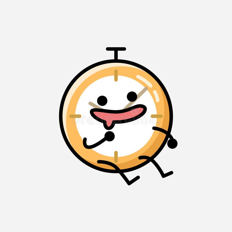 Cute Clock Mascot Vector Character in Flat Design Style Stock Vector ...