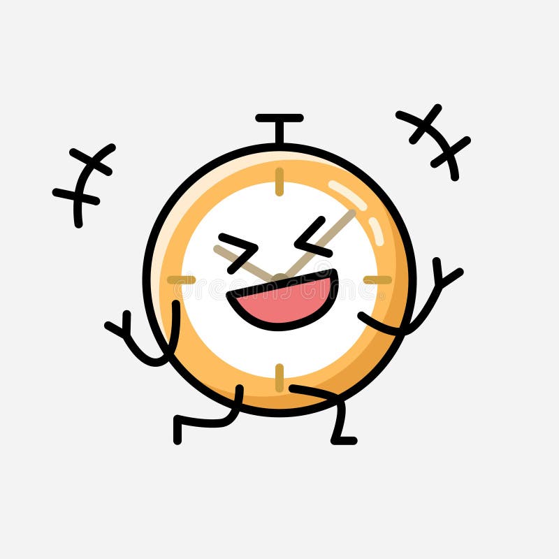 Cute Clock Mascot Vector Character in Flat Design Style Stock Vector ...