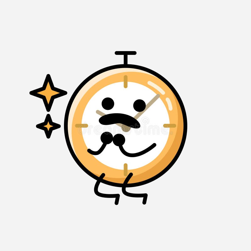 Cute Clock Mascot Vector Character in Flat Design Style Stock Vector ...