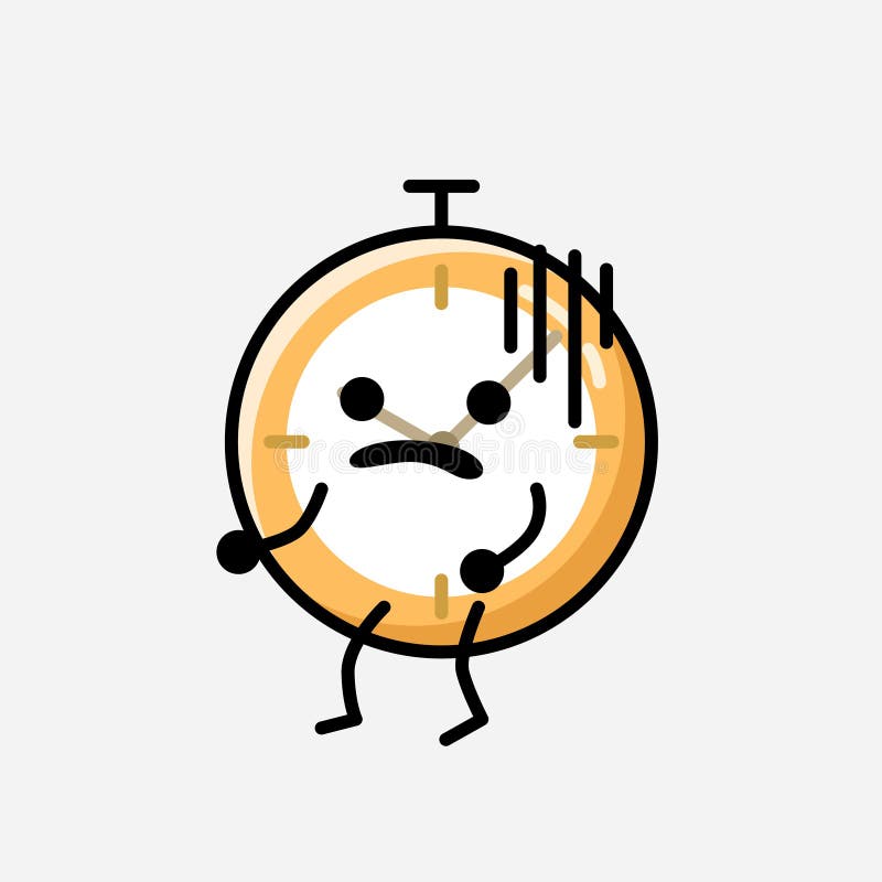 Cute Clock Mascot Vector Character in Flat Design Style Stock Vector ...