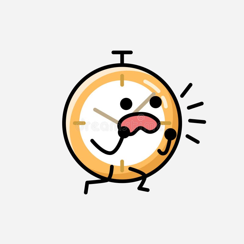 Cute Clock Mascot Vector Character in Flat Design Style Stock Vector ...