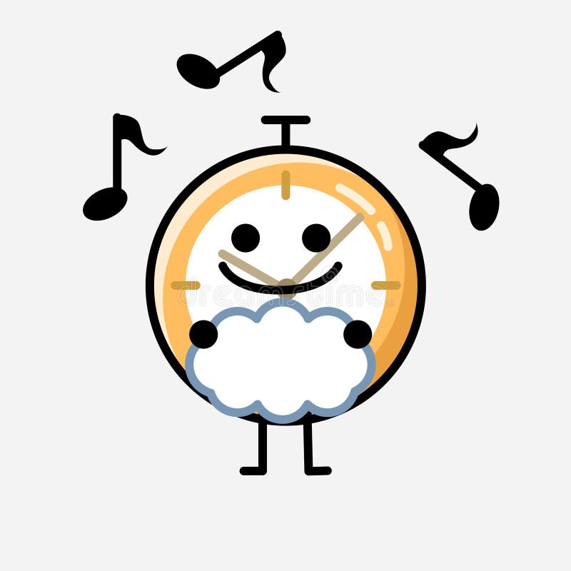 Cute Clock Mascot Vector Character in Flat Design Style Stock Vector ...