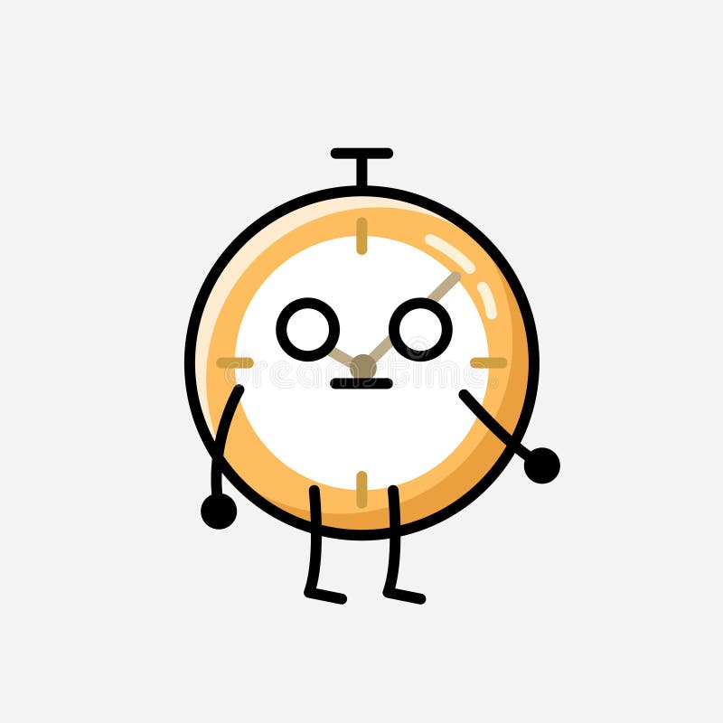 Cute Clock Mascot Vector Character in Flat Design Style Stock Vector ...