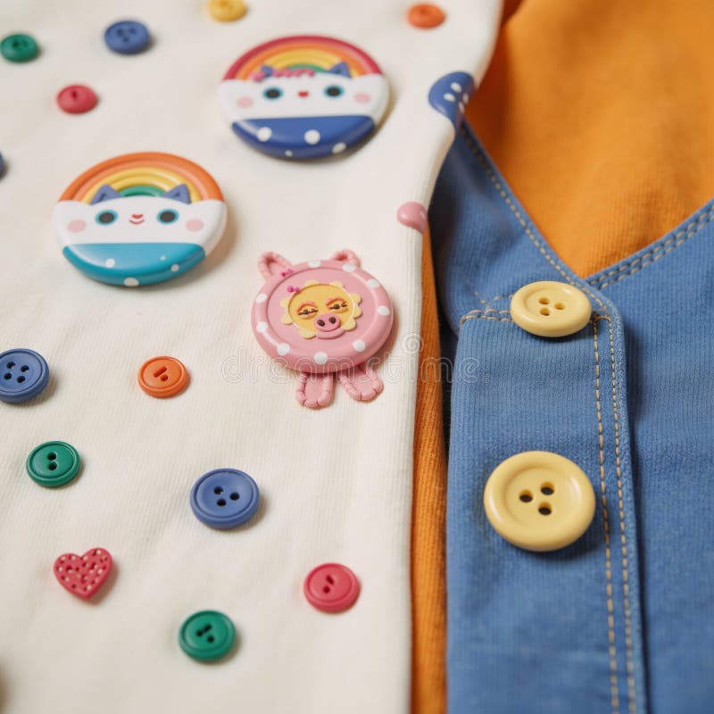 Cute Clothes with Button Cutout Details for Setting Decoration Stock ...