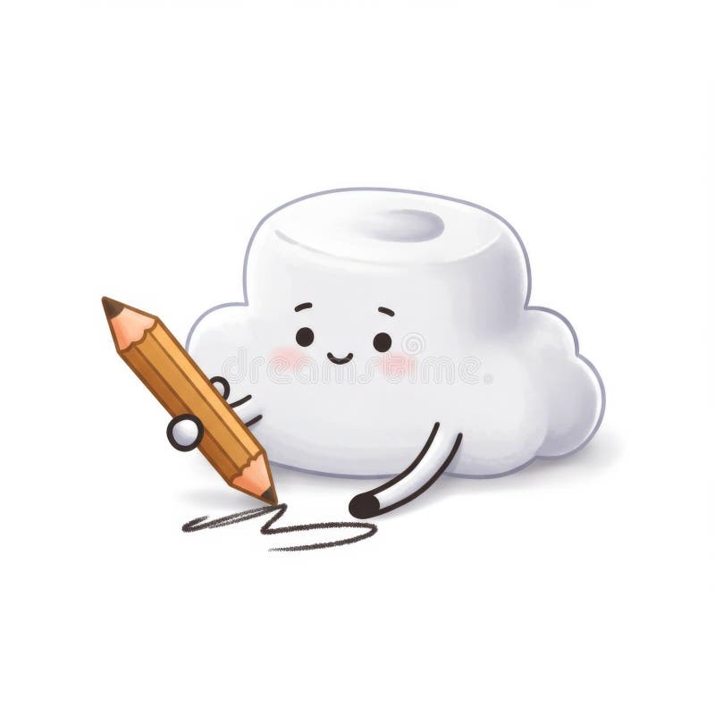 Cute Cloud Character Drawing with Pencil Stock Illustration ...