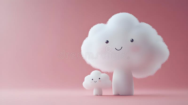 Cute Cloud Characters 3D Illustration Stock Illustration - Illustration ...