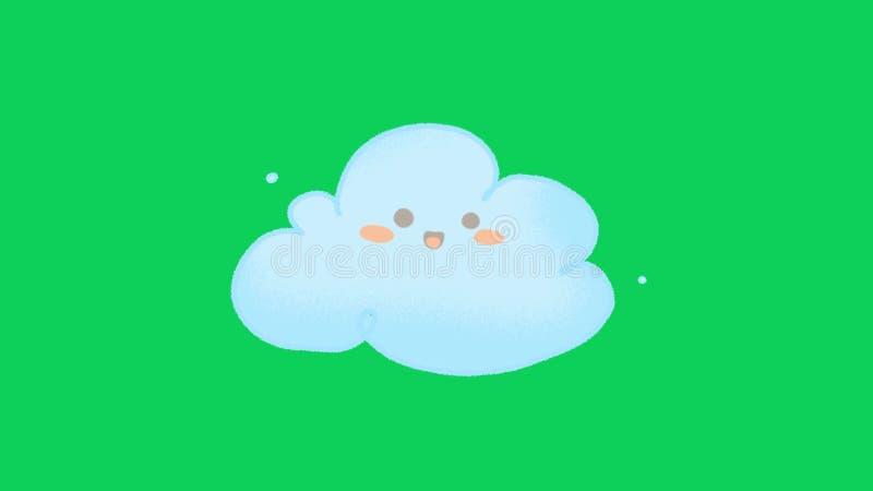 Cute Cloud 2D Animation on Green Screen Background Stock Video - Video ...