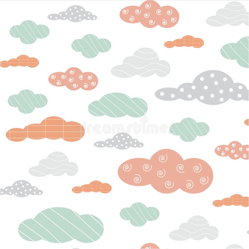 Cute Cloud Line Color Background Pattern Vector Stock Vector ...