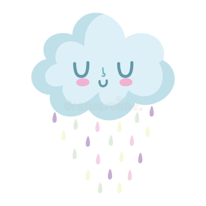 Cute cloud and rain stock vector. Illustration of nature - 232215260