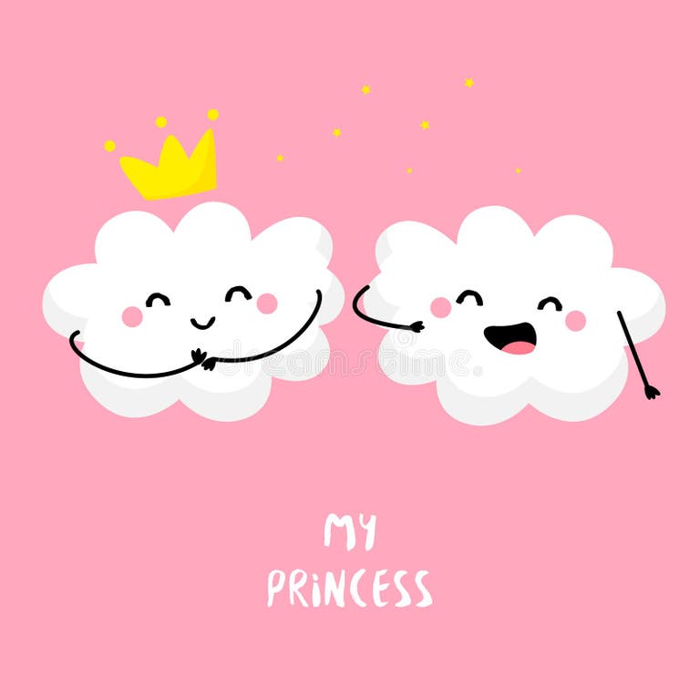Cute Cloud Sings for Cloud Princess. Flat Style Stock Vector ...