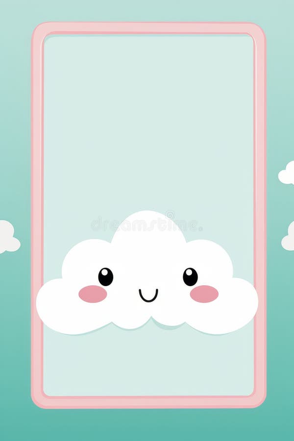 A Cute Cloud with a Smiley Face in the Middle of a Pink Frame Stock ...