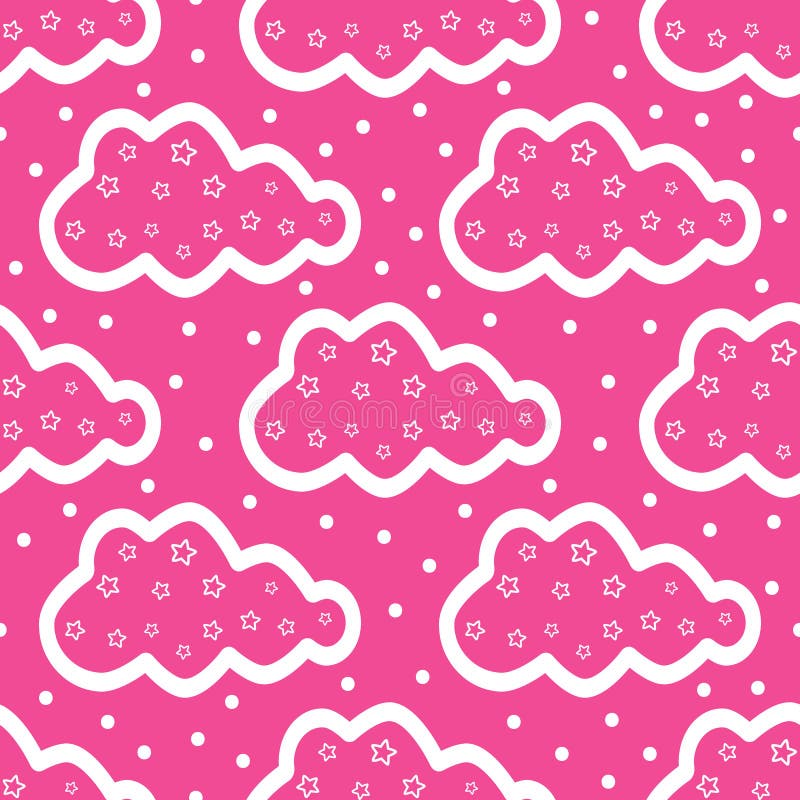 Cute Clouds with Stars and Round Dots. Seamless Pattern for Children ...