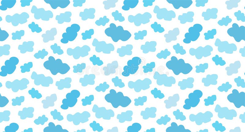 Cute Cloudy Seamless Pattern on White Background. Hand Drawn Vector ...
