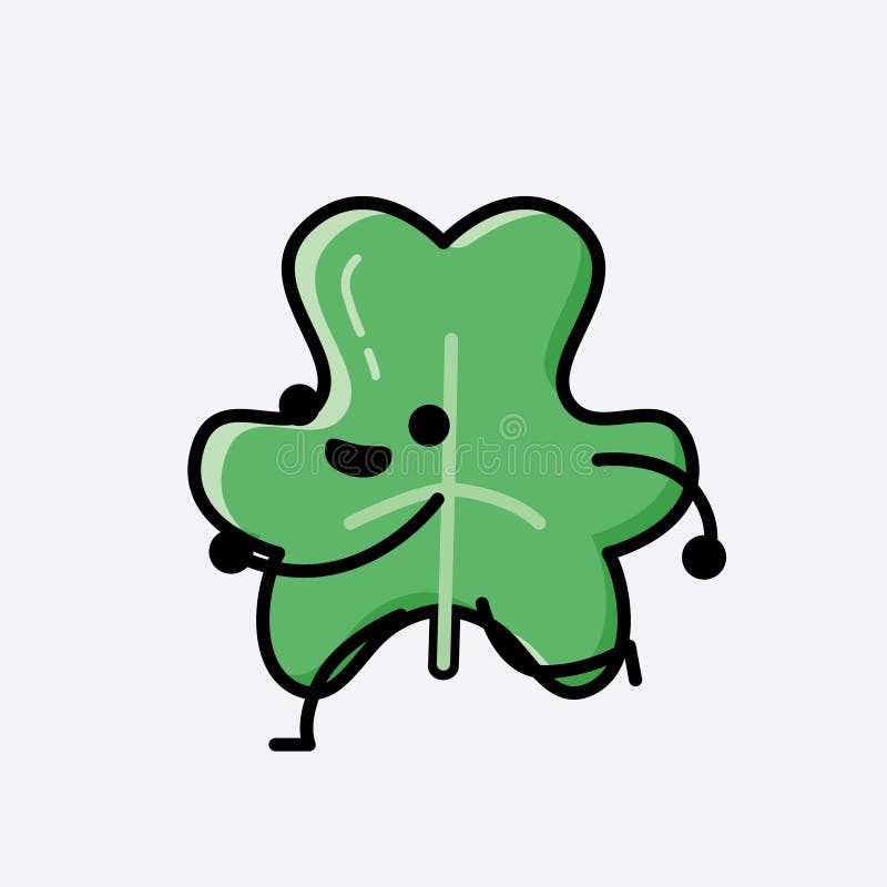 Cute Clover Leaf Mascot Vector Character in Flat Design Style Stock ...