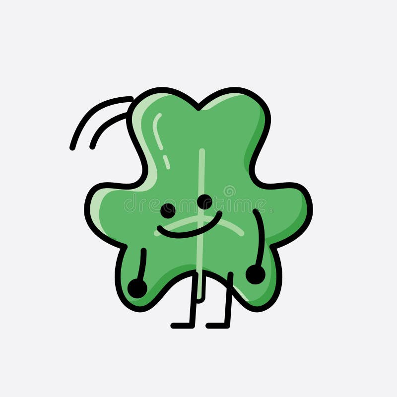 Cute Clover Leaf Mascot Vector Character in Flat Design Style Stock ...