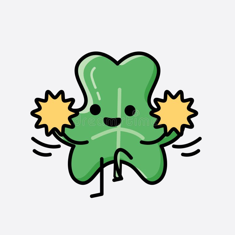 Cute Clover Leaf Mascot Vector Character in Flat Design Style Stock ...