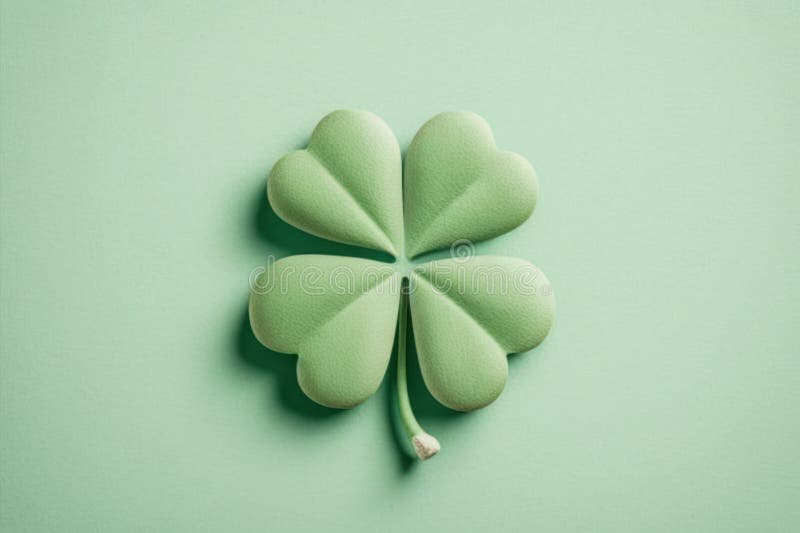 Cute Clover Leaf on Pastel Green Background with Copy Space Stock ...