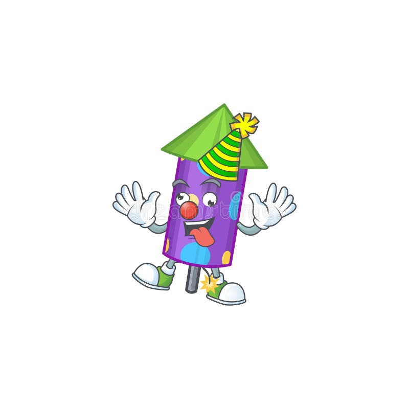 Cute Clown Dot Fireworks Rocket Placed on Cartoon Character Style ...