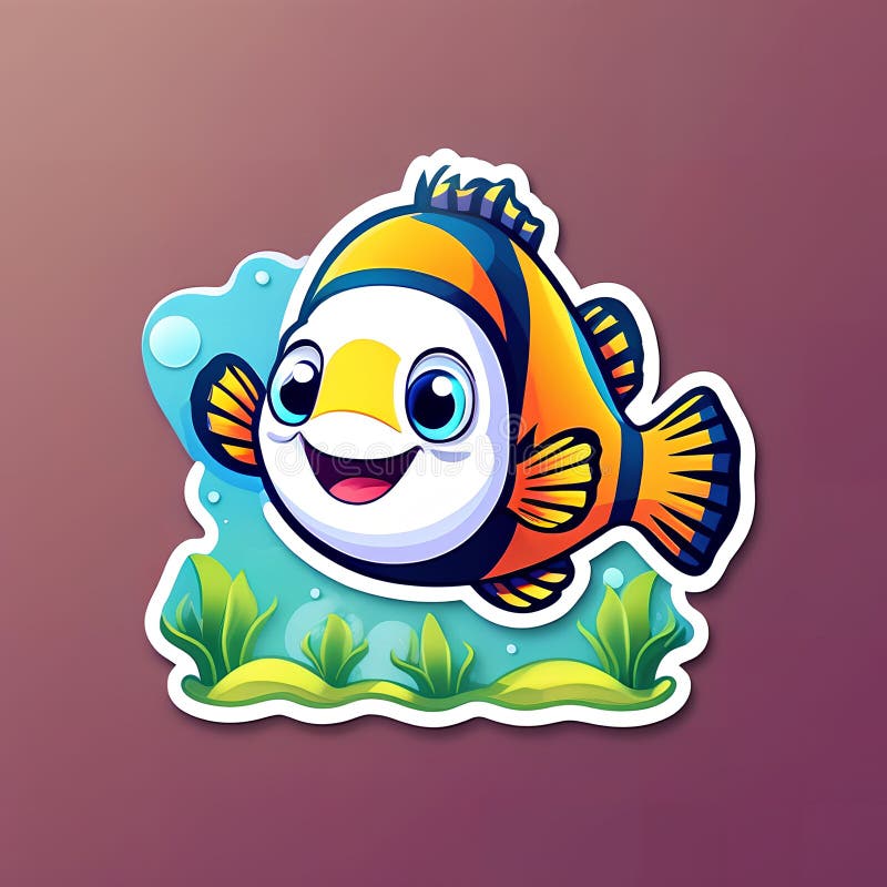 Cute Clown Fish Vector Illustration. Cute Cartoon Clown Fish. Stock ...