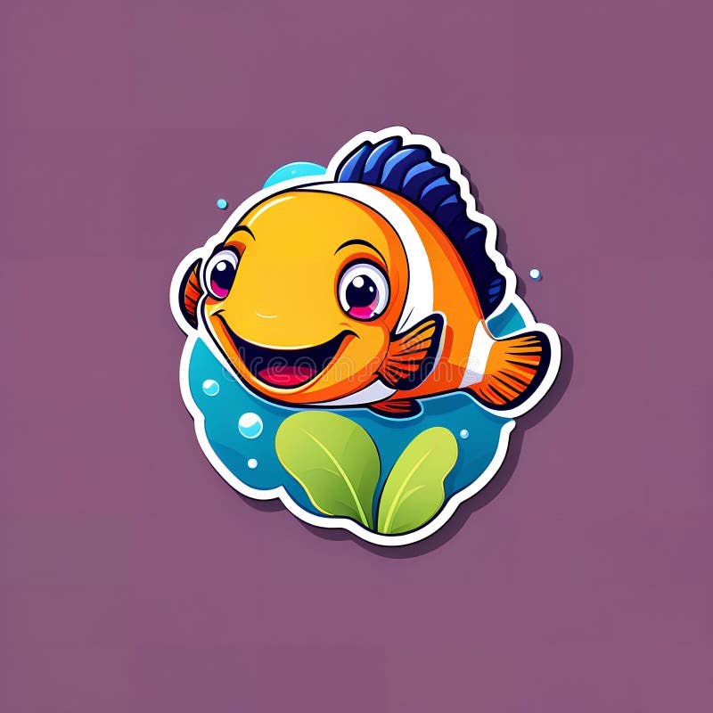 Cute Clown Fish Vector Illustration. Cute Cartoon Clown Fish. Stock ...