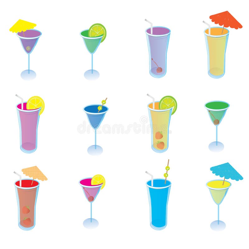 Cute Cocktail Drinks stock illustration. Illustration of drinks - 10850508