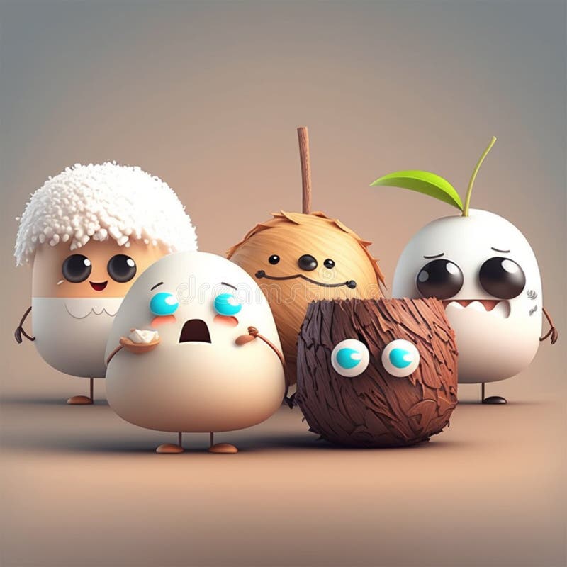 Cute coconut character stock image. Image of style, full - 268313527