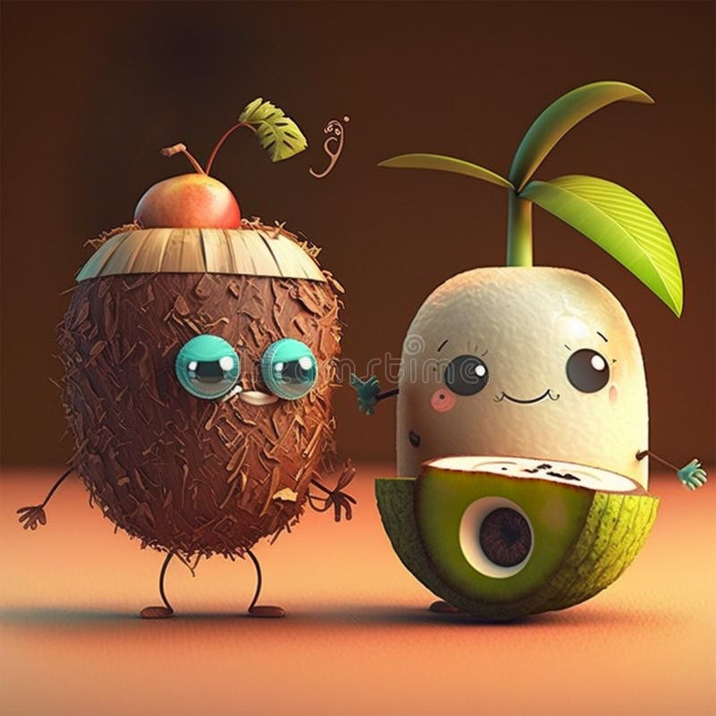 Cute coconut character stock image. Image of nature - 268313533