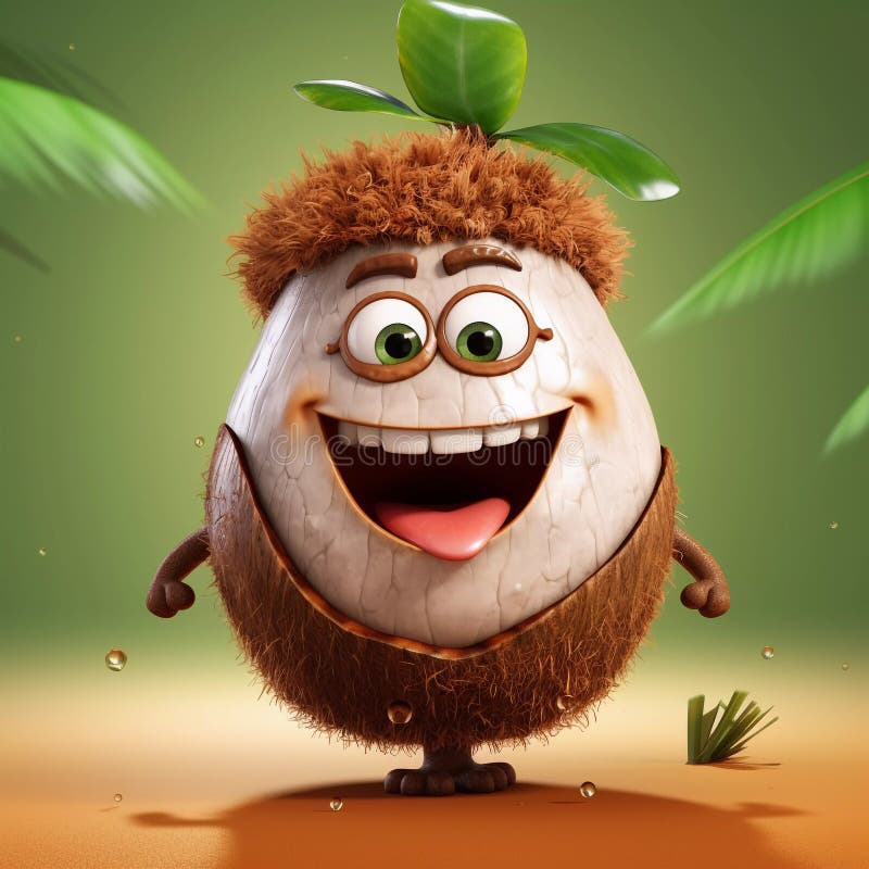 Cute Coconut Happy Cartoon Character Stock Illustration - Illustration ... Cute Coconut Happy Cartoon Character Stock Illustration - Illustration ...