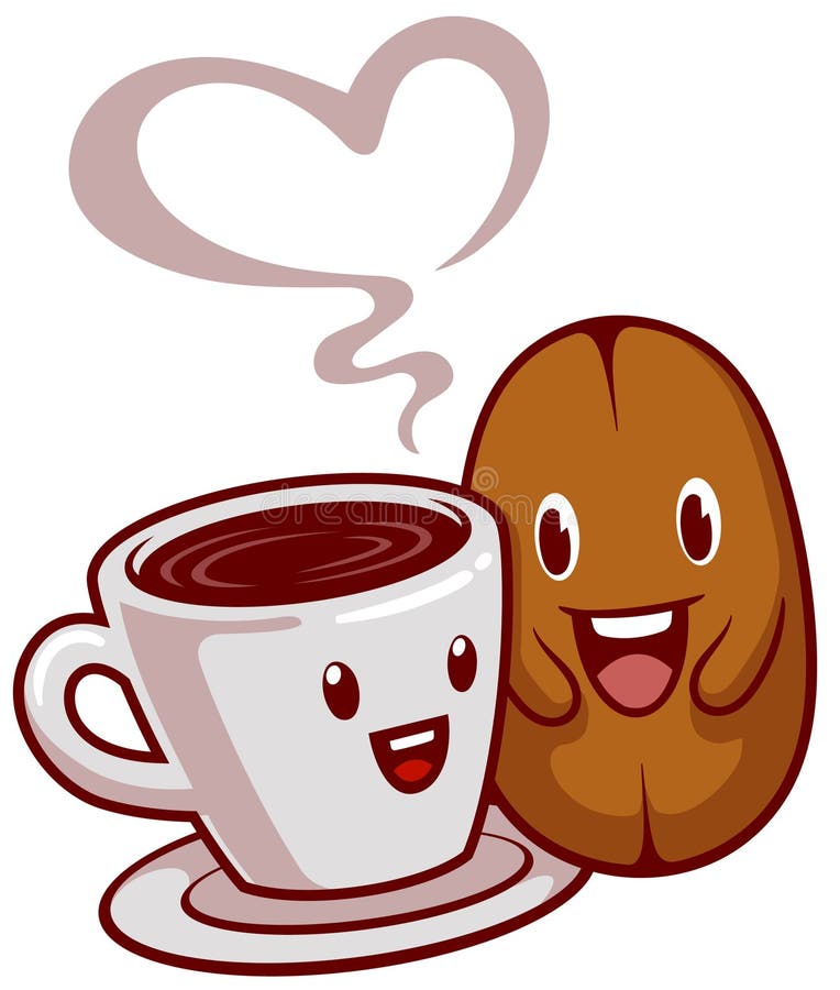Cute Coffee Cartoon Character Design Stock Illustration - Illustration ...