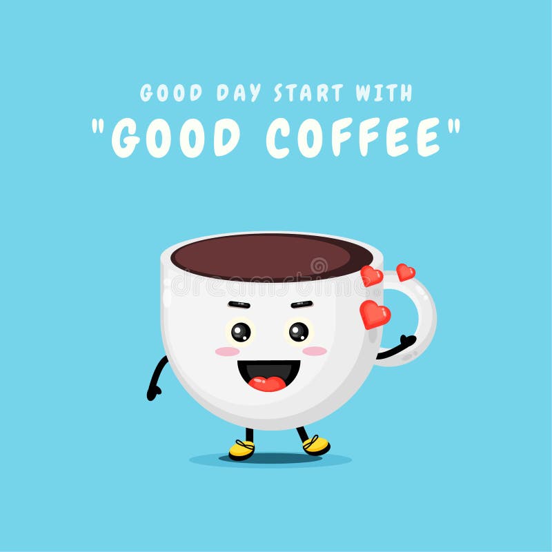 Cute Coffee Cup Characters with Quotes Stock Illustration ...