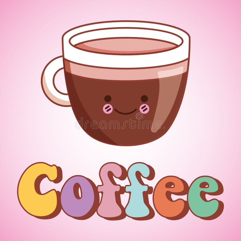 Coffee cup kawaii happy stock vector. Illustration of beverage - 290197983