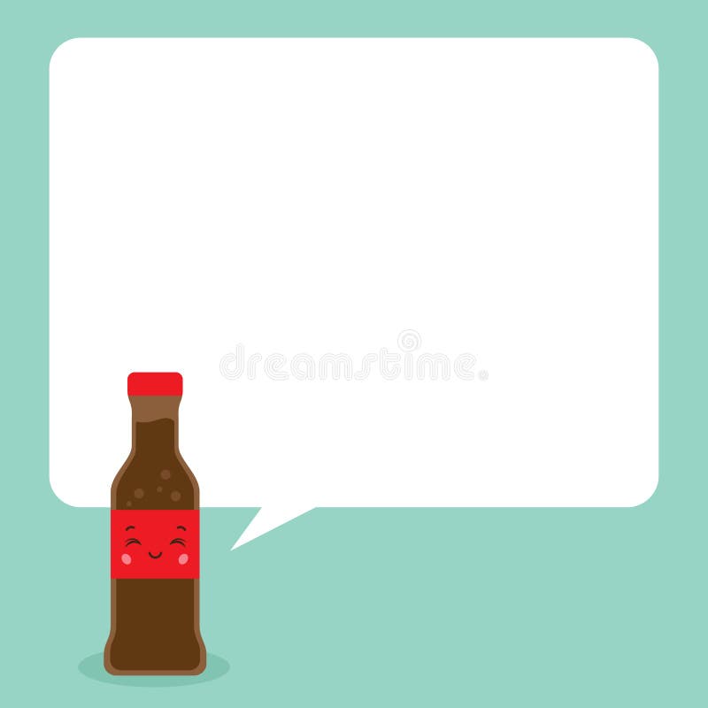 Cute Cola Bottle with Speech Bubbles Stock Vector - Illustration of ...