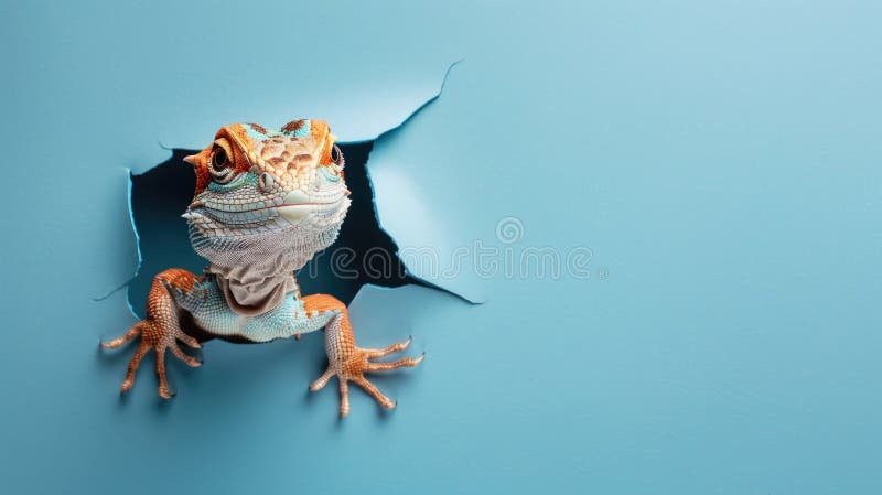 Cute Collared Lizard Peeking through a Hole Stock Illustration ...