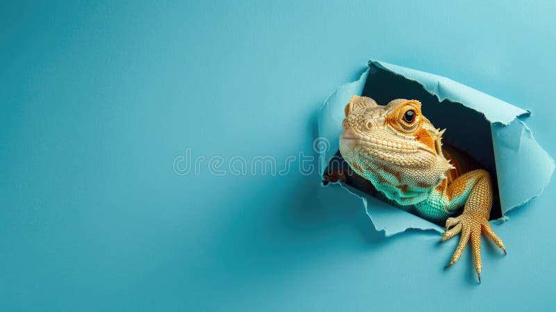 Cute Collared Lizard Peeking through a Hole Stock Illustration ...