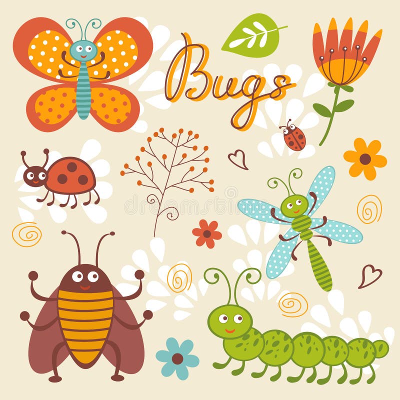 Cute bugs stock vector. Illustration of childish, funny - 26075884