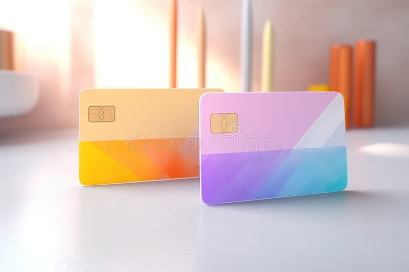 Cute Color Credit Card on Table 3d Render Illustration Stock ...