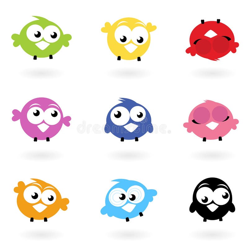 Cute Color Vector Twitter Birds Icons Collection. Stock Vector ...