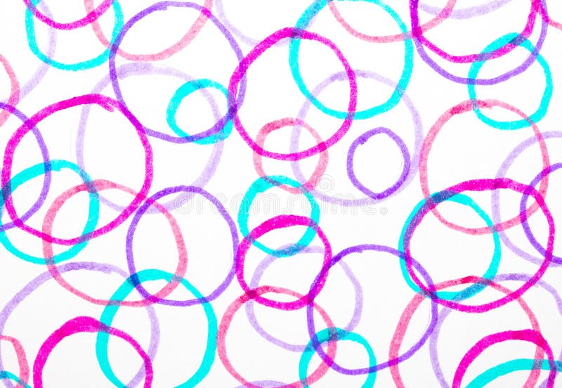 Cute Colored Hand Drawn Bubbles Circles in Felt Pen Simple Background ...