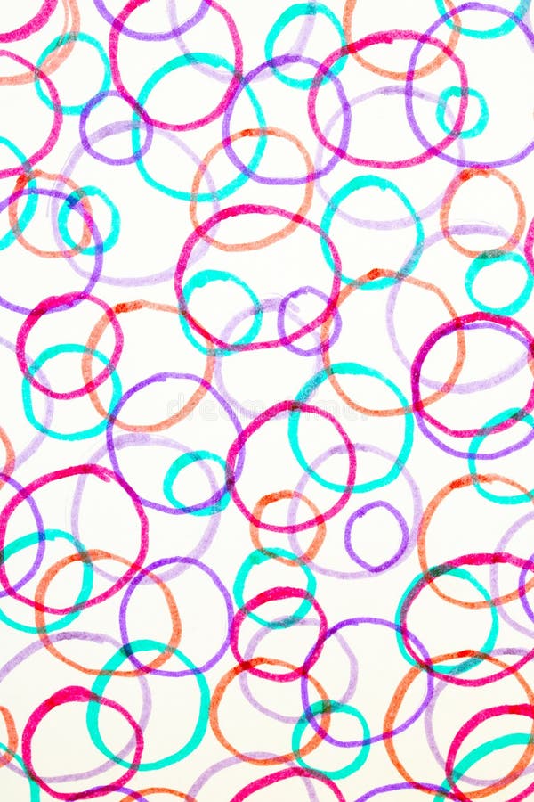 Cute Colored Hand Drawn Bubbles Circles in Felt Pen Simple Background ...