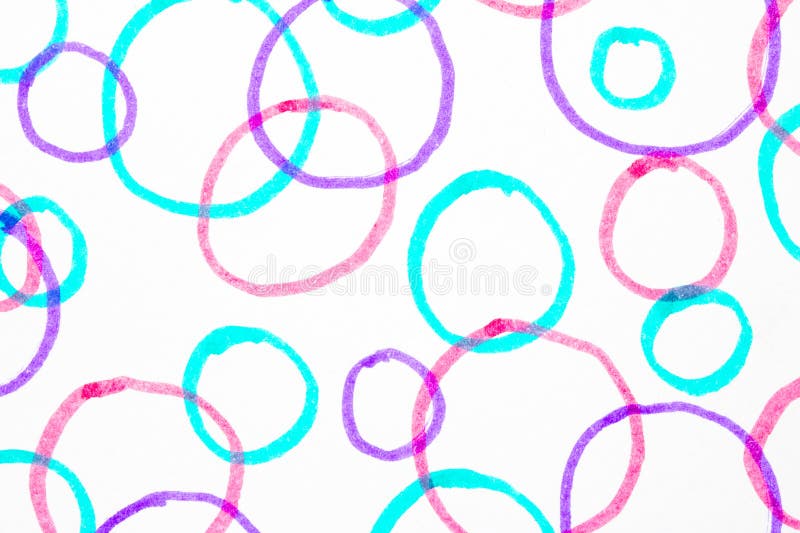 Cute Colored Hand Drawn Bubbles Circles in Felt Pen Simple Background ...