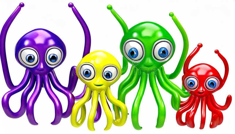 Cute Colorful Alien Family Isolated on White Stock Illustration ...
