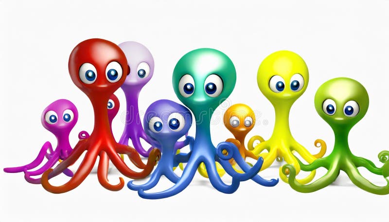 Cute Colorful Alien Family Isolated on White Stock Illustration ...