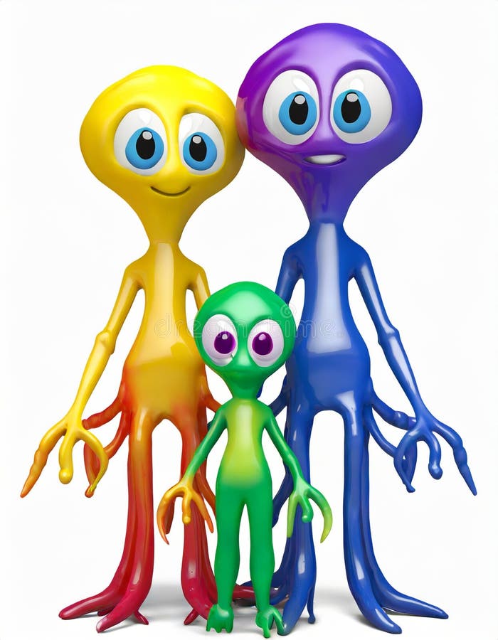 Cute Colorful Alien Family Isolated on White Stock Illustration ...