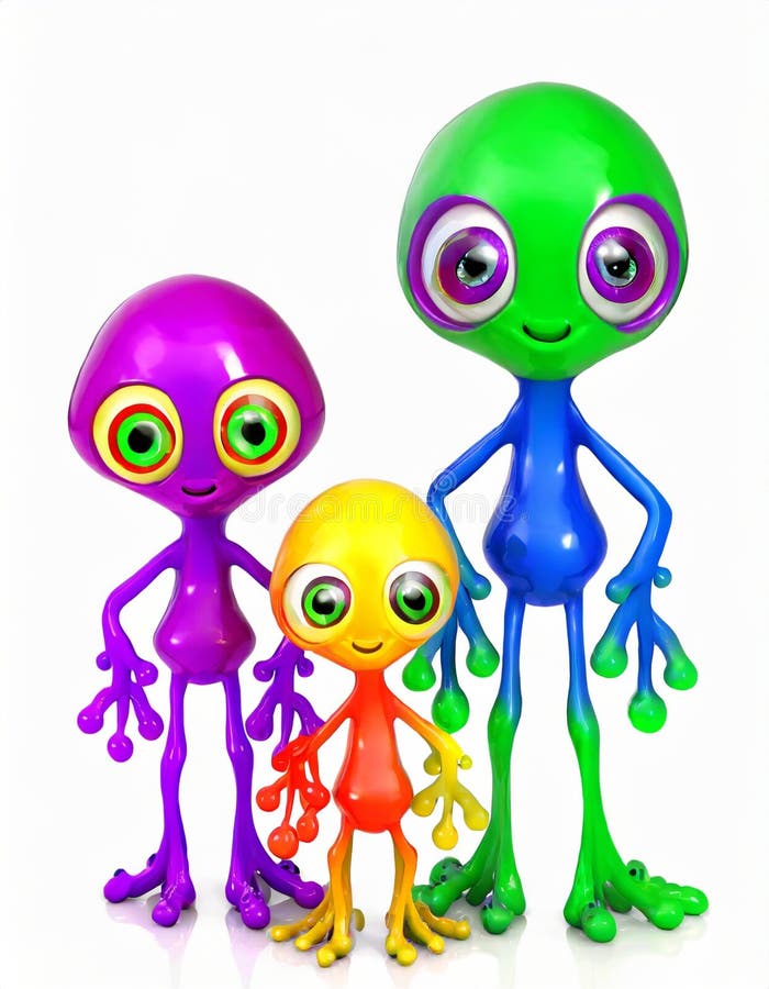 Cute Colorful Alien Family Isolated on White Stock Illustration ...