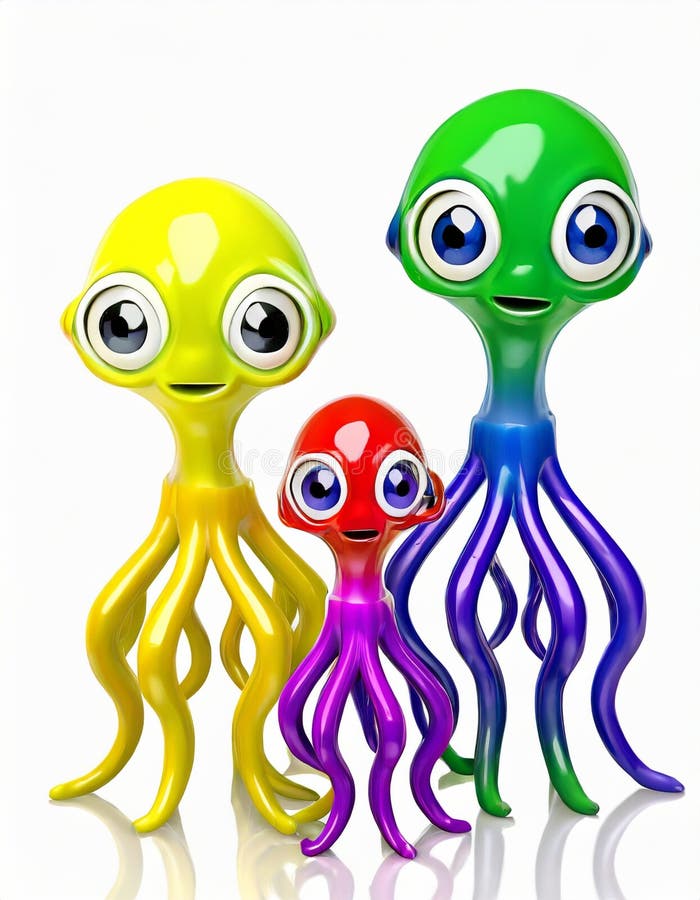 Cute Colorful Alien Family Isolated on White Stock Illustration ...
