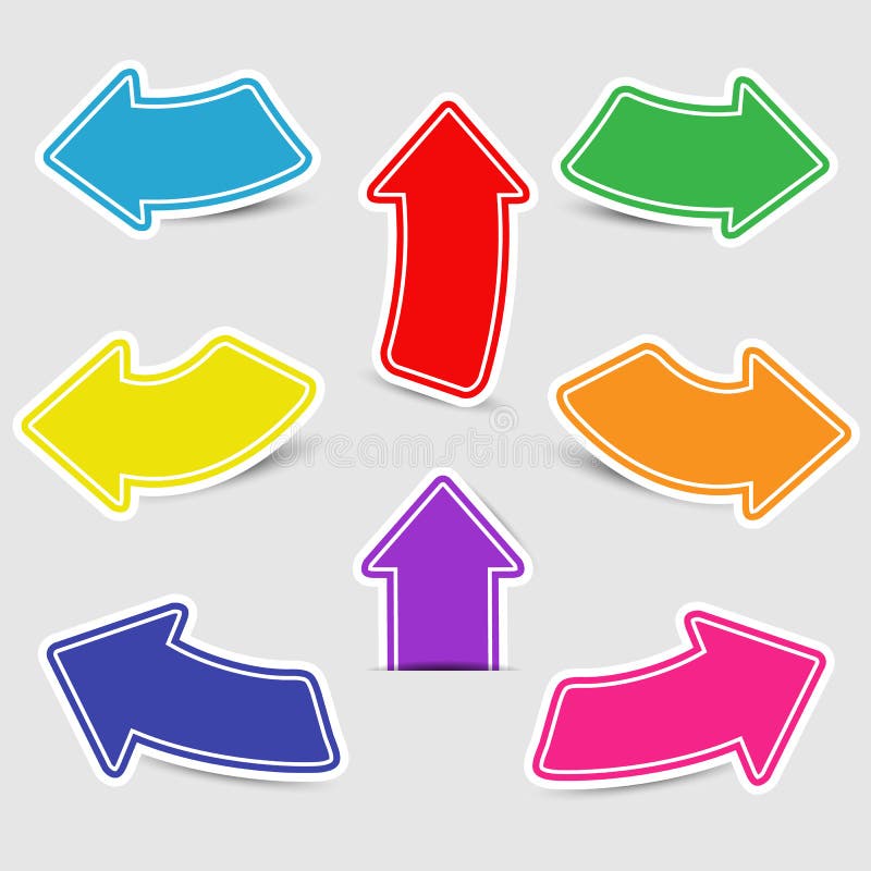 Cute Colorful Arrow Sticker Paper Stock Illustration - Illustration of ...