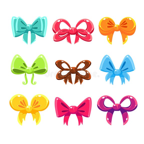 Cute Colorful Bows Set, Vector Illustration Set Stock Vector ...
